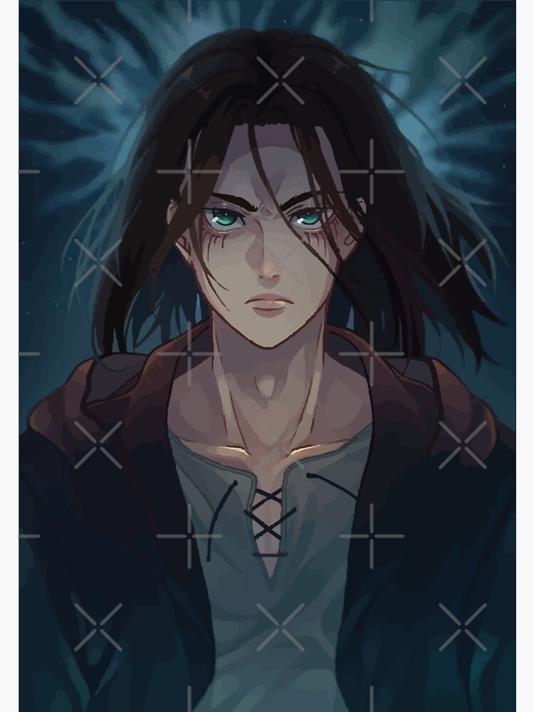 "Eren Yeager With Blue Eyes Is Angry Attack On Titan Anime" Sticker for ...