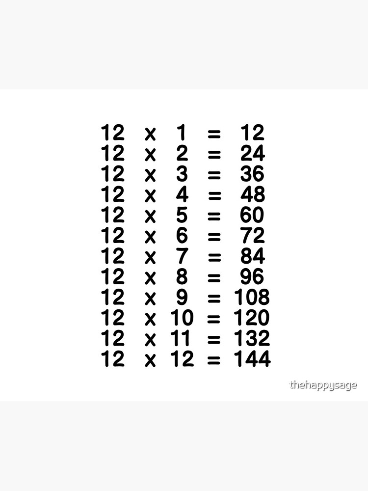 Tapis de souris « 12 X Table Twelve Times Table Apprendre les tables de ...