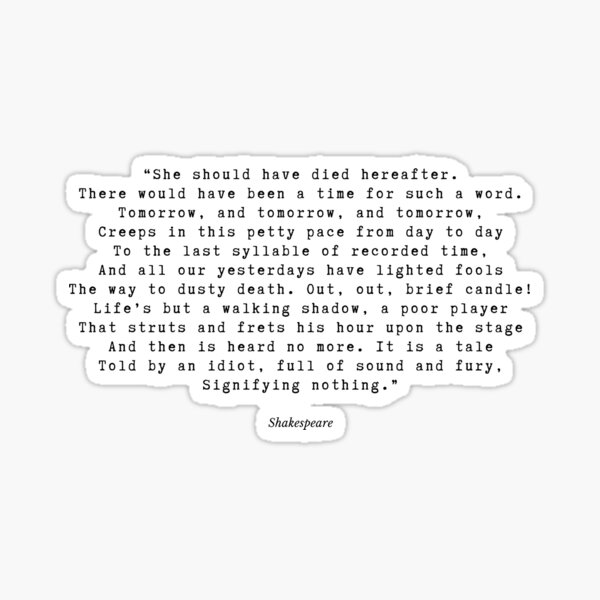 "Shakespeare quote from Macbeth" Sticker by meganlizsmith | Redbubble