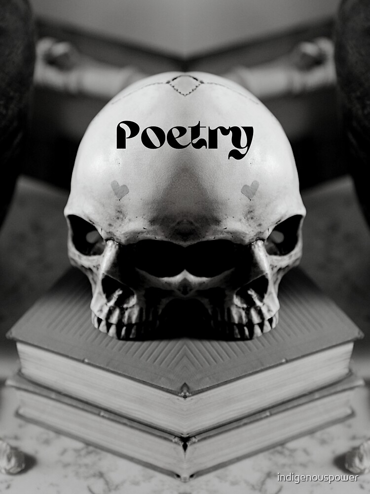 "Poetry Skull on Book Text design 1" Sticker for Sale by ...