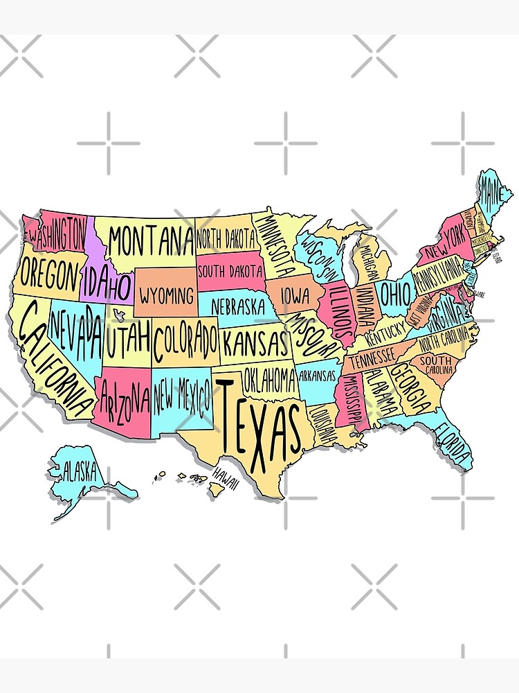 "Cartoon usa map with comic letters" Poster by zackup | Redbubble