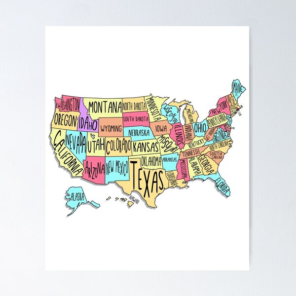"Cartoon usa map with comic letters" Poster for Sale by zackup | Redbubble
