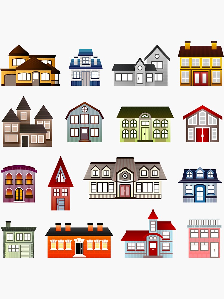 "House sticker sheet" Sticker for Sale by mvolz | Redbubble