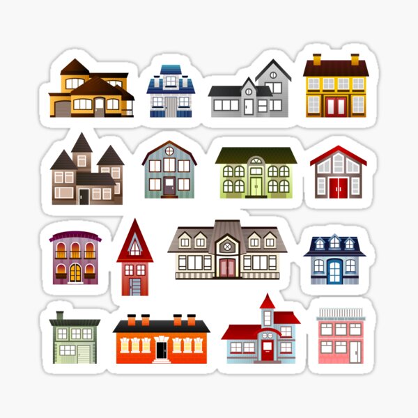 "House sticker sheet" Sticker for Sale by mvolz | Redbubble
