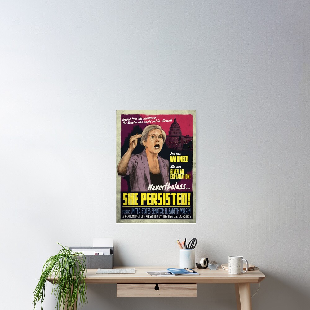 "She Persisted - Elizabeth Warren Vintage Movie Poster" Poster for Sale ...