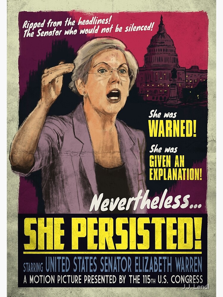"She Persisted - Elizabeth Warren Vintage Movie Poster" Poster for Sale ...
