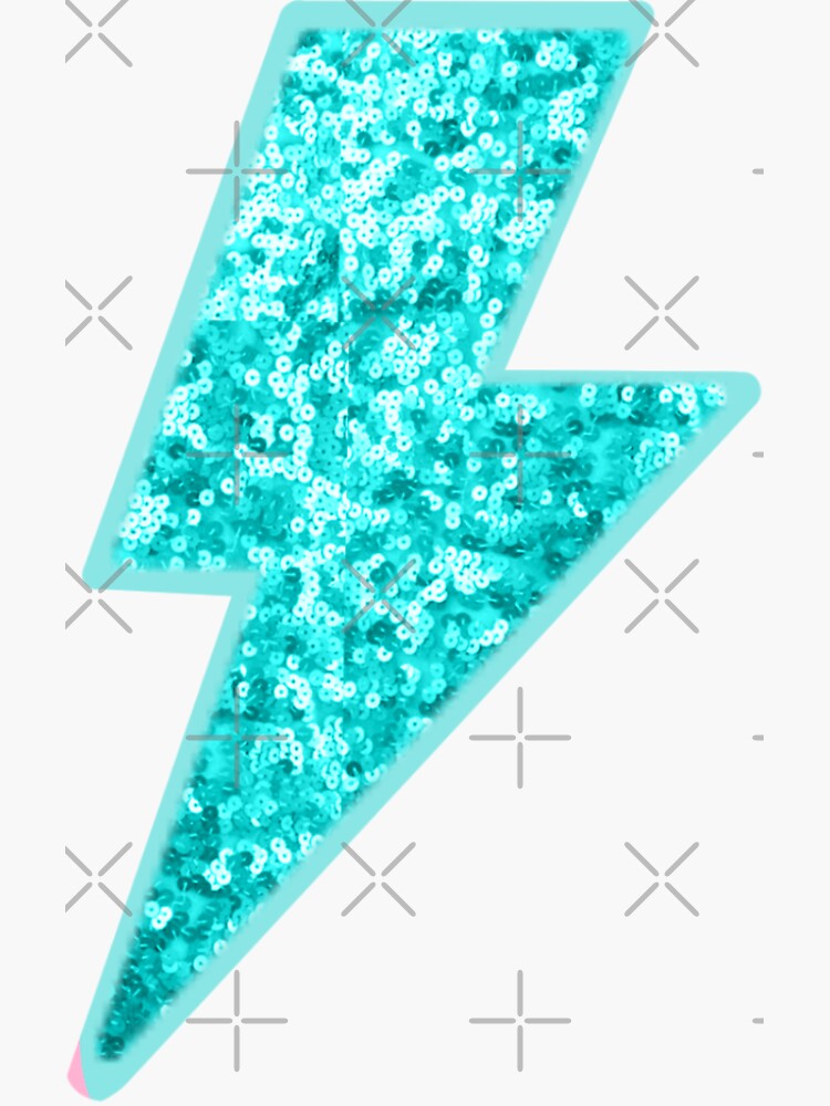 "Preppy Aqua Sequin Lightning Bolt" Sticker by brookiecookie37 | Redbubble