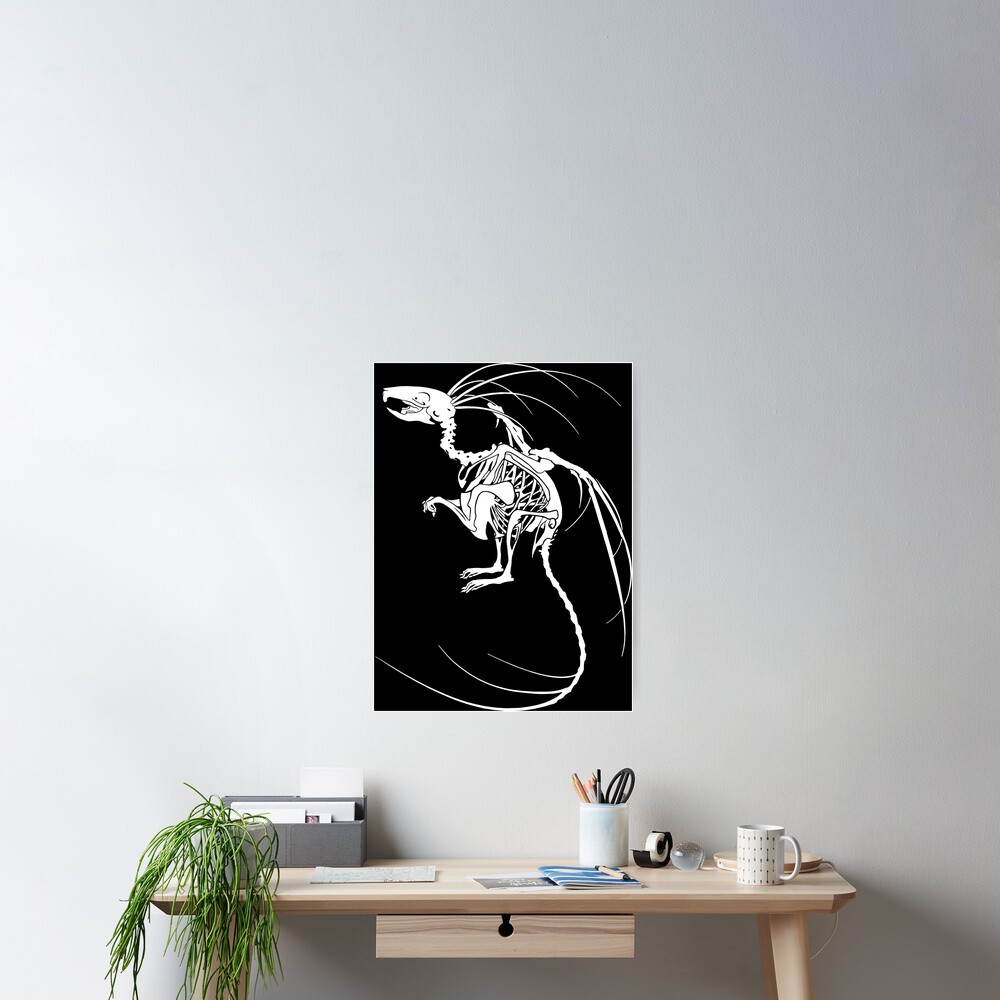 "Rat Dragon Skeleton - bone art silhouette Dark Version" Poster for ...
