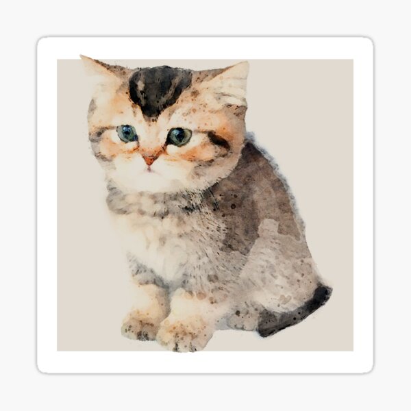 "Soft Kitty: Watercolour Illustration" Sticker by MiniTinyStudio ...