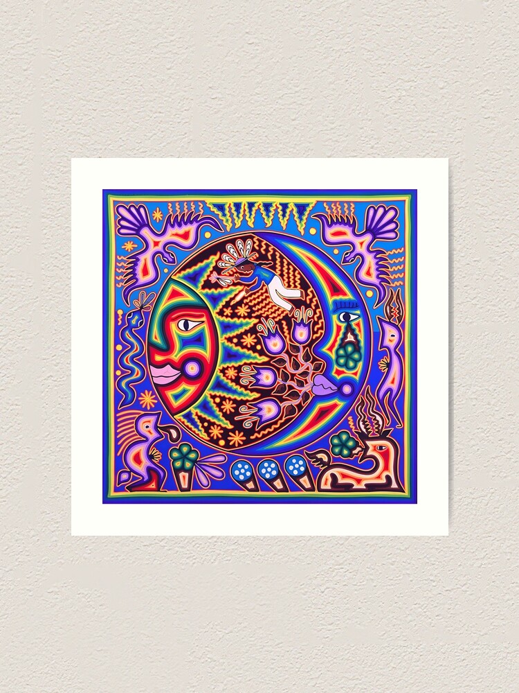 "HUICHOL SUN MOON" Art Print for Sale by edleon | Redbubble