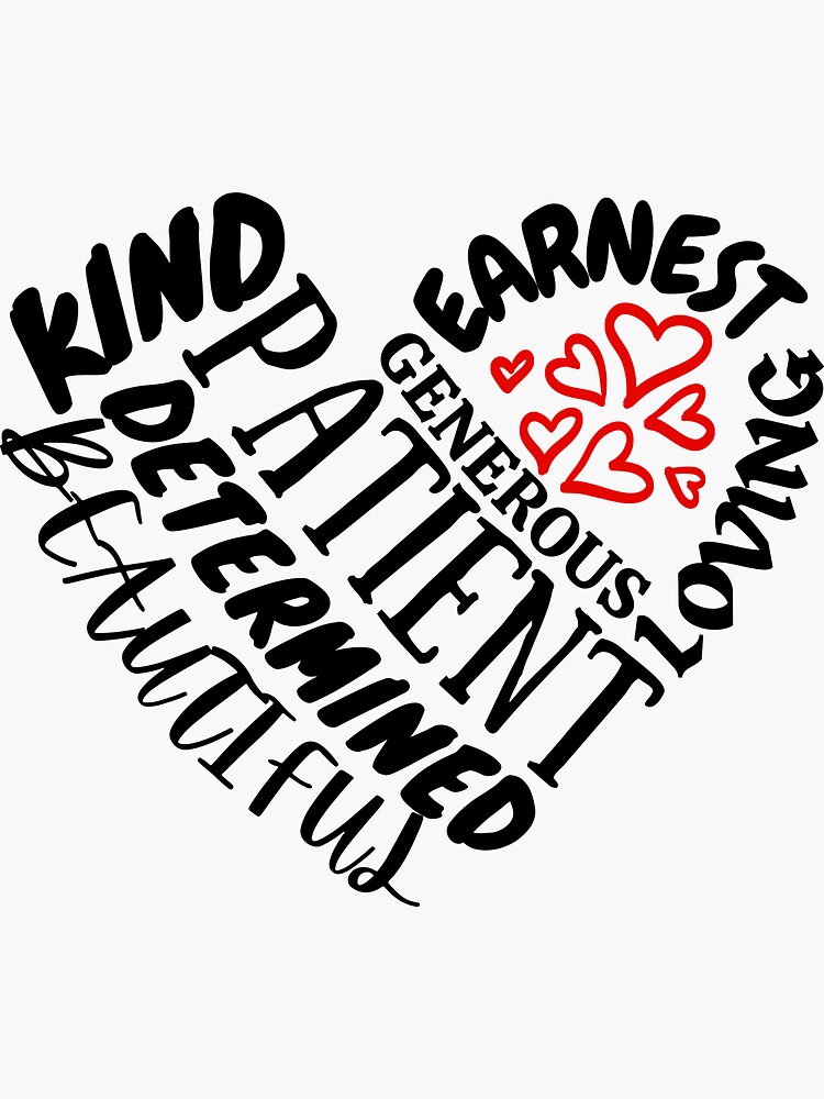 "Positive words forming a Heart" Sticker by Vee2TheTee | Redbubble