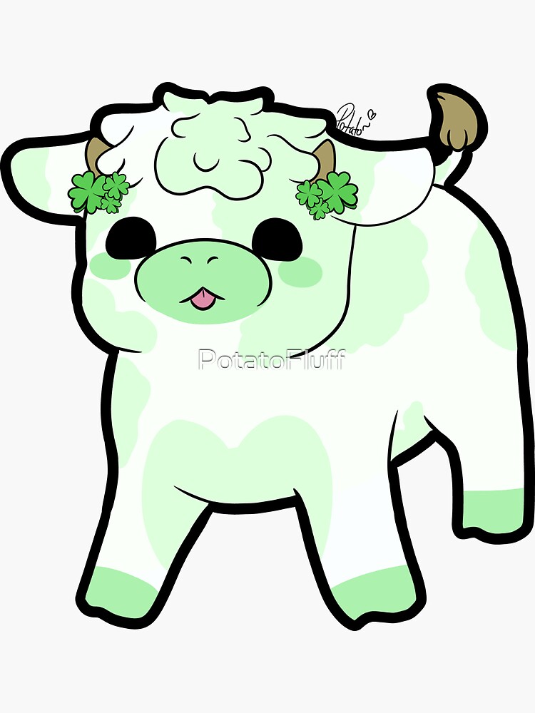 "Shamrock Cow 9" Sticker by PotatoFluff | Redbubble