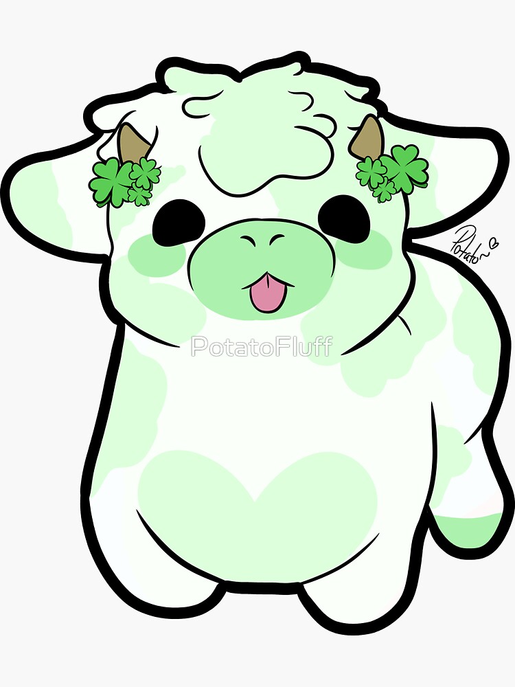 "Shamrock Cow 10" Sticker by PotatoFluff | Redbubble