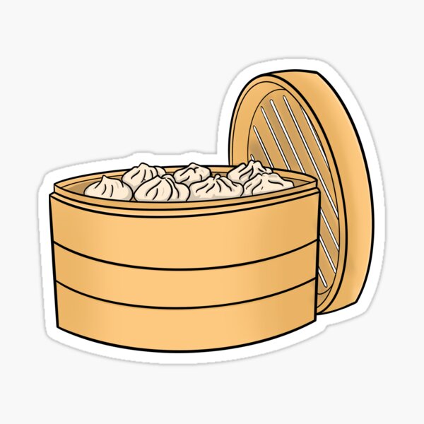 "Dumplings in Bamboo Steamer" Sticker by lateniteco | Redbubble