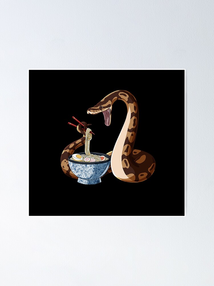 "Funny Japanese Kawaii Ramen Snake Ball Python T-Shirt" Poster for Sale ...