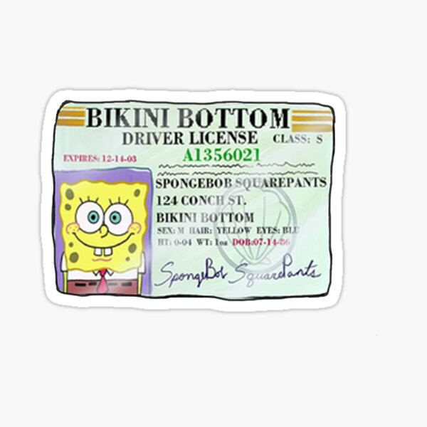 "Spongebob Squarepants Driver&s License Sticker" Sticker by ...