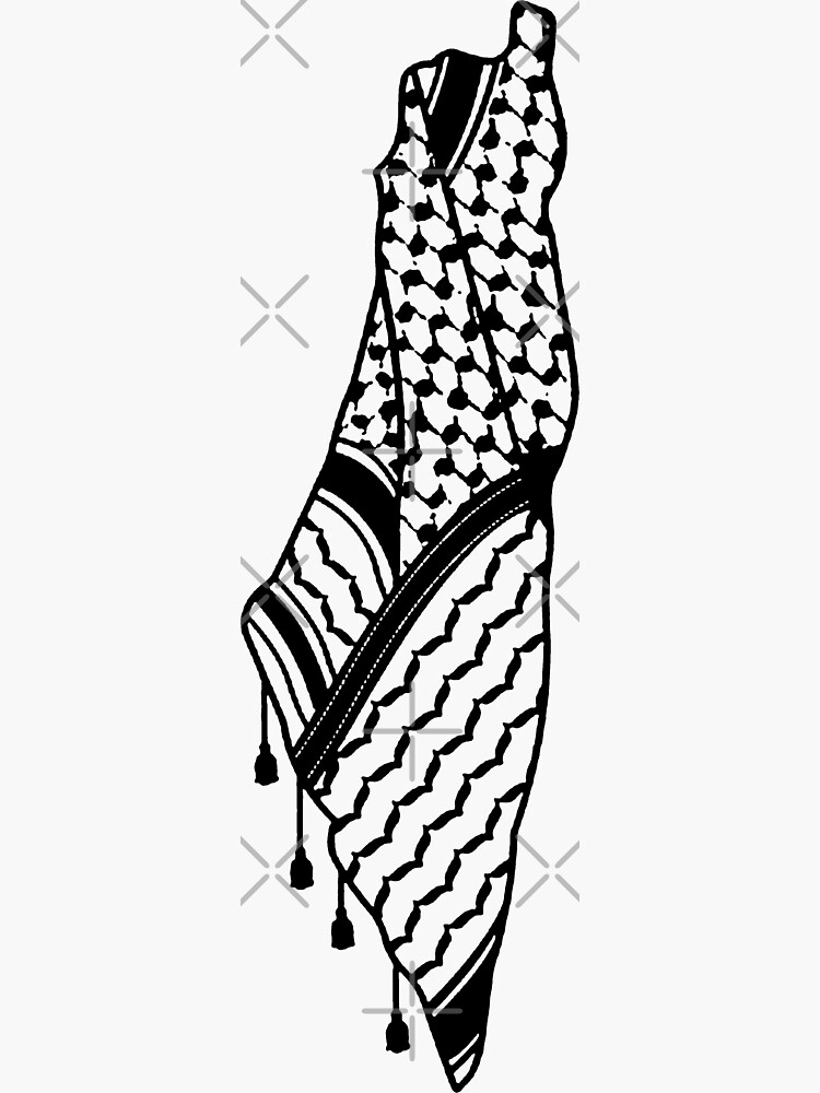 "Palestine Map With Kufiya Design" Sticker for Sale by iKinsugi | Redbubble