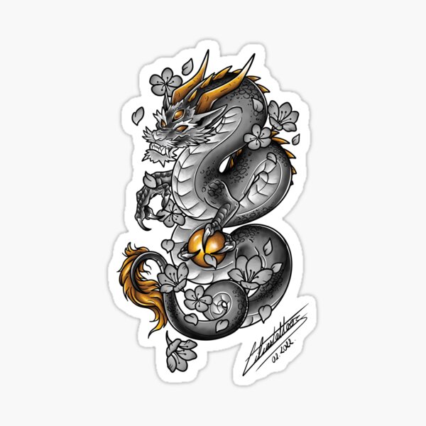 "japanese dragon" Sticker by Lilia-SEILLAN | Redbubble
