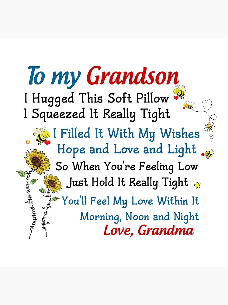 "To My Grandson Pillow From Grandma I Hugged This Soft Pillow birthday ...