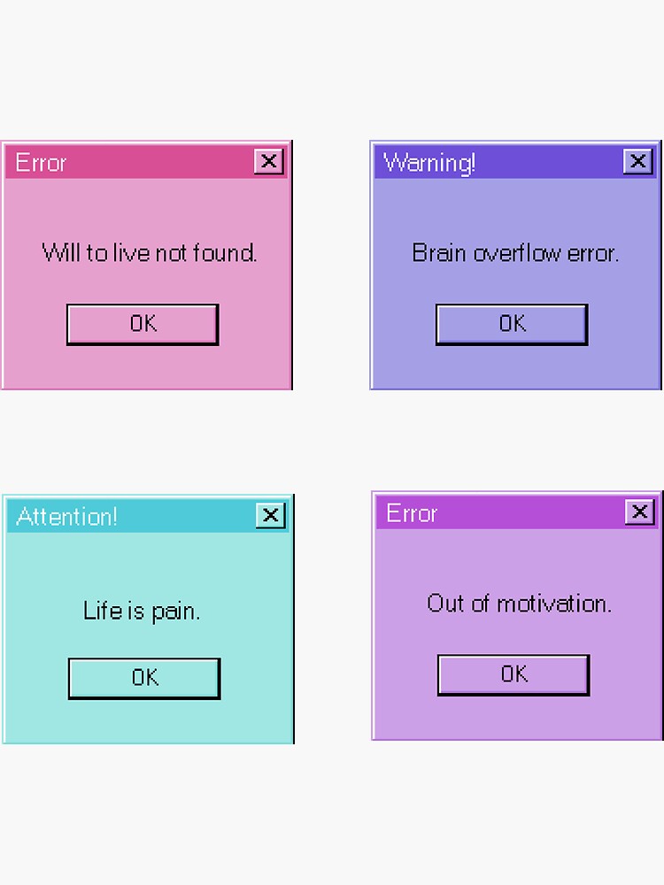 Pegatina «Mensaje de error Paquete de pegatinas retro de Windows 95 ...