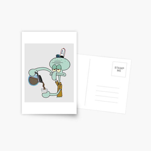 "Squidward Pouring Coffee Cute Aesthetic" Postcard by janmarkvargas ...