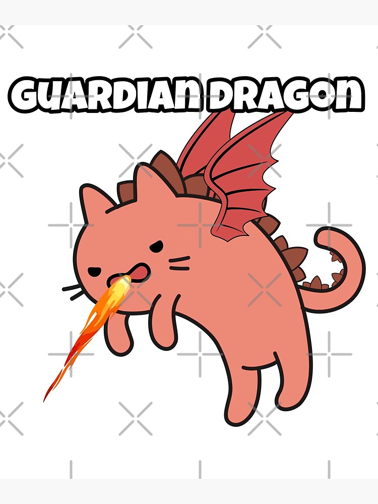 "Cute Cat Dragon Red Guardian Fire Breathing Kitten" Poster for Sale by ...