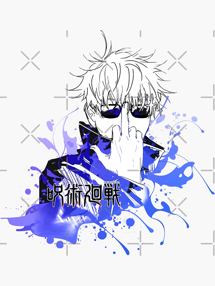 "Satoru Gojo Jujutsu Kaisen (black background)" Sticker by LokittyLevi ...