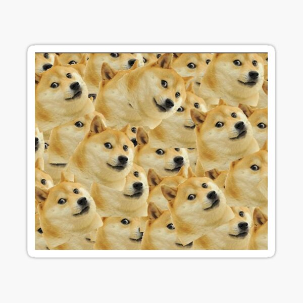 "Doge WOW Pattern Shiba Inu Doggo dog meme montage" Sticker by ...