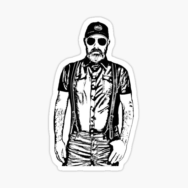 "Gay leather daddy with baseball cap" Sticker by MadAnt | Redbubble