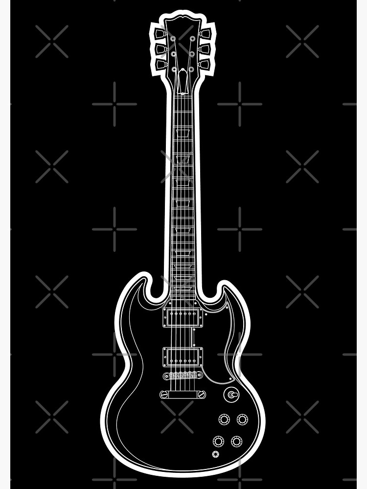 "Gibson SG full-body electric guitar line drawing" Spiral Notebook for ...