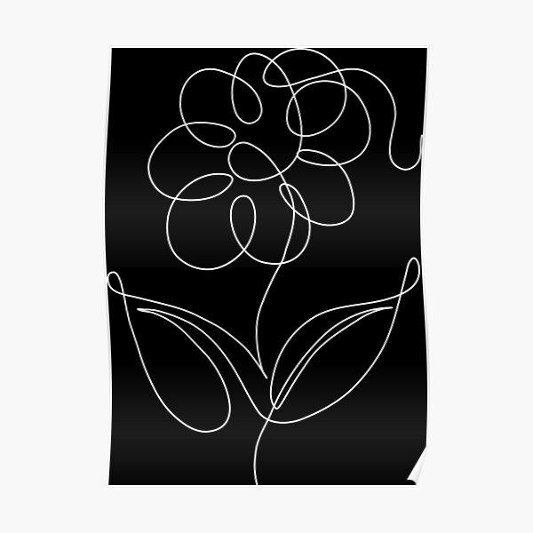 "Line Art White Flower " Poster for Sale by R-A-creators | Redbubble