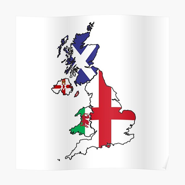 "United Kingdom Countries Map" Poster for Sale by Frogpen | Redbubble