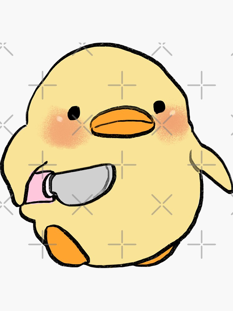 Pegatina «Dibujo un pollito pequeño con un meme de cuchillo (sin ...