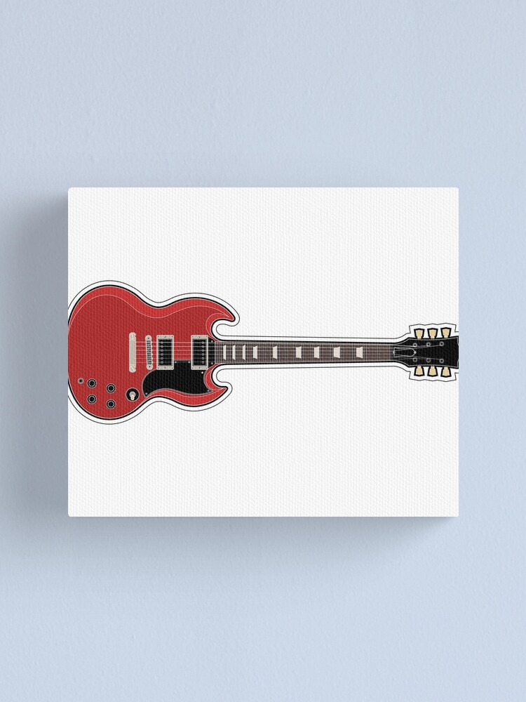 "Gibson SG full-body electric guitar colored line drawing" Canvas Print ...