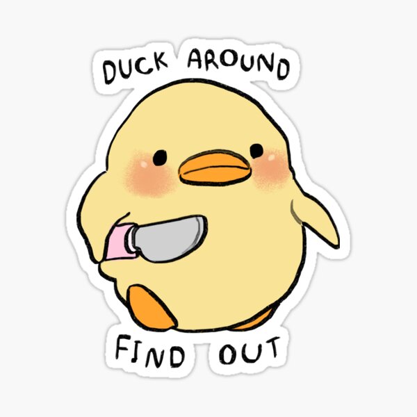 Pegatina «Dibujo un pollito pequeño con un cuchillo meme / pato ...