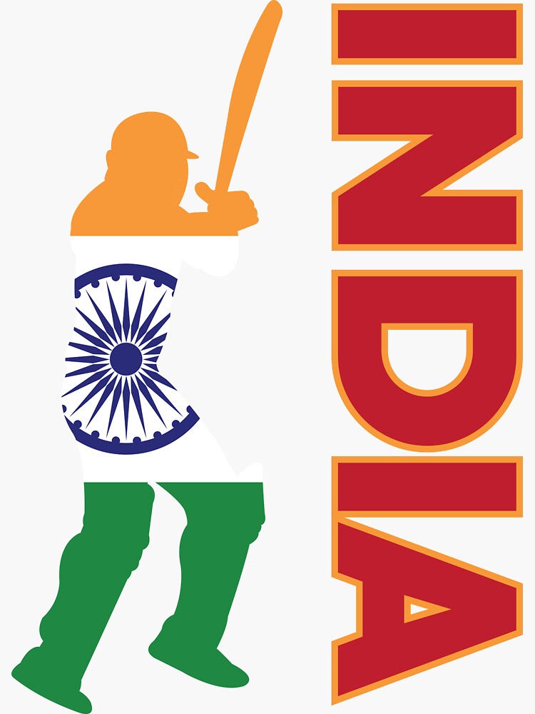 "India Cricket Gift India Flag Indian Cricket Team Cricketer" Sticker ...