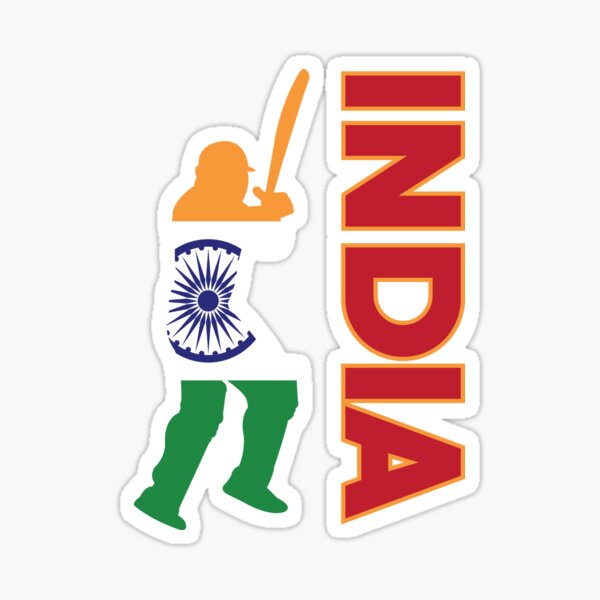 "India Cricket Gift India Flag Indian Cricket Team Cricketer" Sticker ...