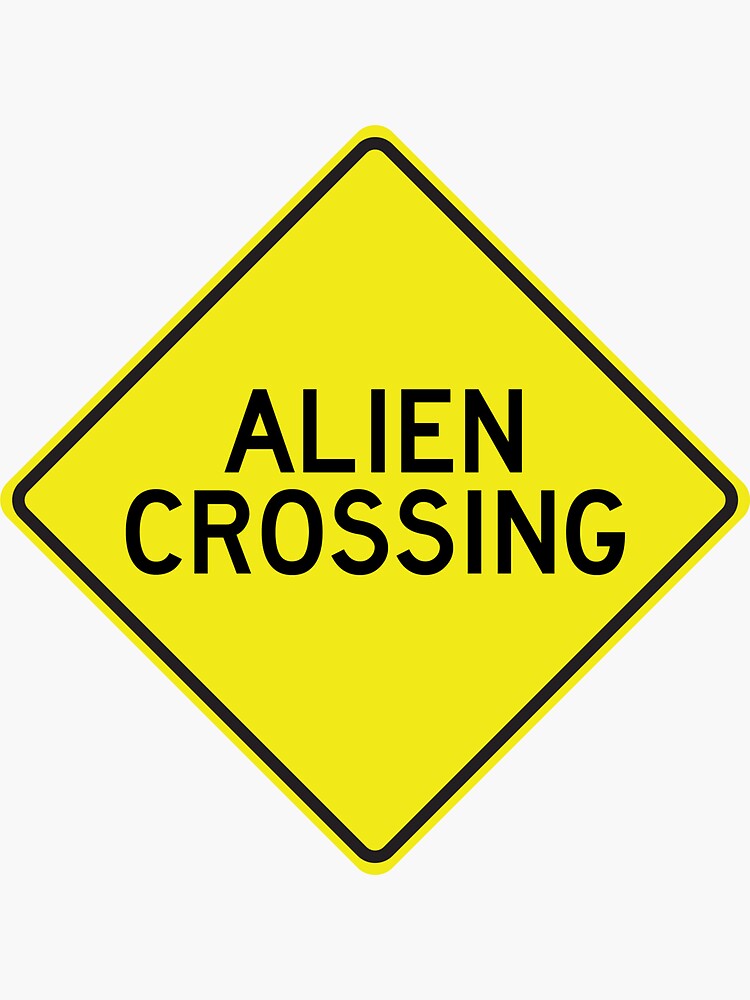 "Alien crossing" Sticker by CamAndCans | Redbubble