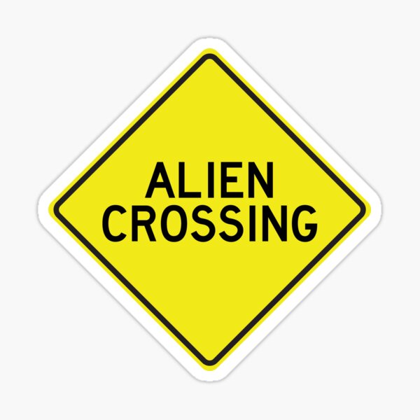 "Alien crossing" Sticker by CamAndCans | Redbubble