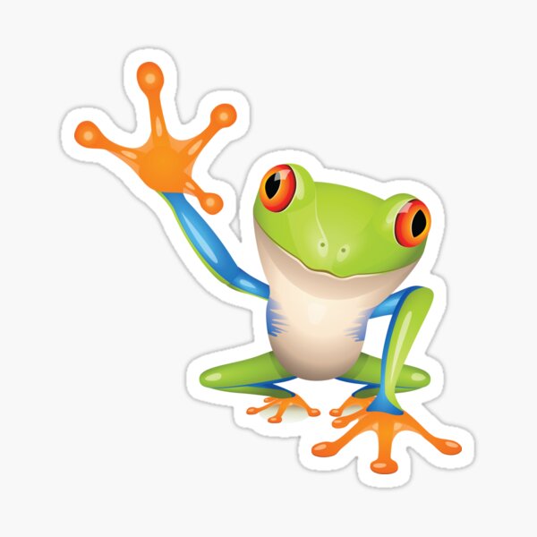 "Cute Frog Waving Sticker" Sticker for Sale by GalinStickers | Redbubble