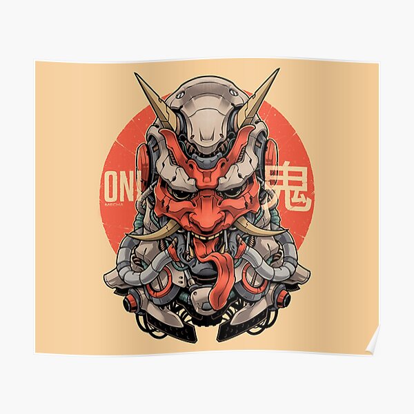 "Mech Oni Anime Samurai" Poster by NihonJinDesu | Redbubble