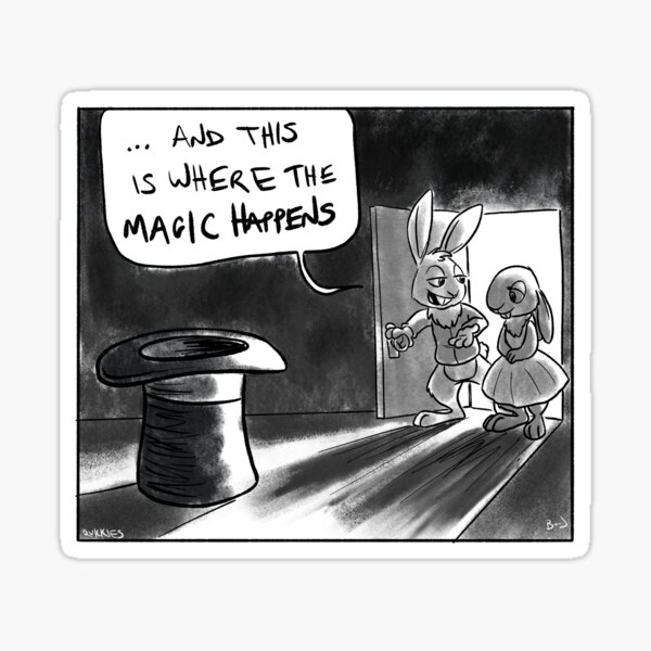 "Where the Magic Happens" Sticker for Sale by QuickiesComic | Redbubble