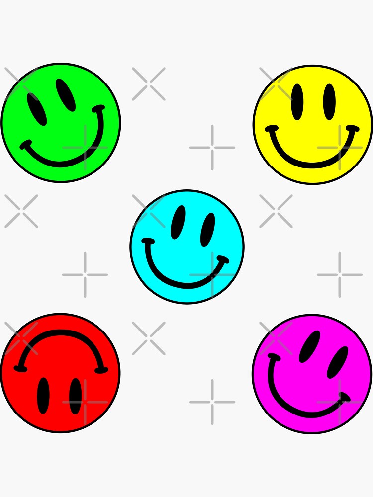 "Classic Acid Rave Smileys - 5 Pack" Sticker for Sale by Stick3r-World ...