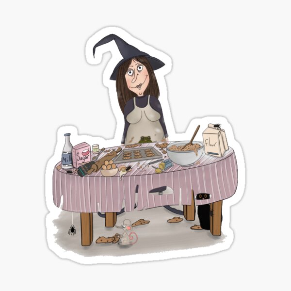 "Baking witch" Sticker for Sale by EJPart | Redbubble