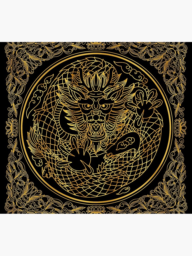 "Chinese Dragon Pattern- Golden Dragon" Poster by badretop | Redbubble