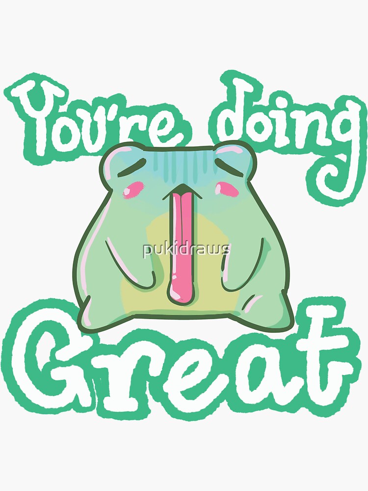 "Encouraging fwog" Sticker by pukidraws | Redbubble