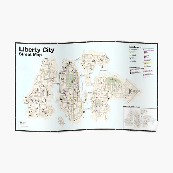"GTA 4 Liberty City Street Map " Poster for Sale by Alfi-Red | Redbubble