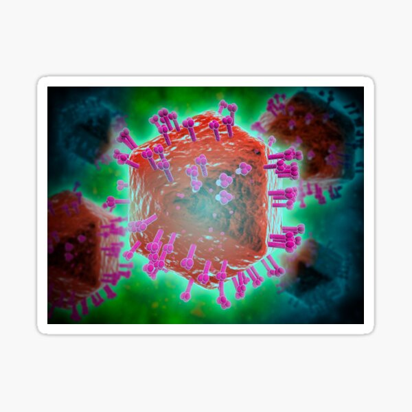 "Conceptual image of HIV virus." Sticker for Sale by StocktrekImages ...