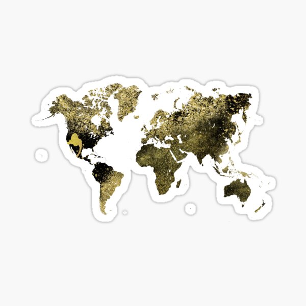 "Gold world map" Sticker for Sale by adiosmillet | Redbubble