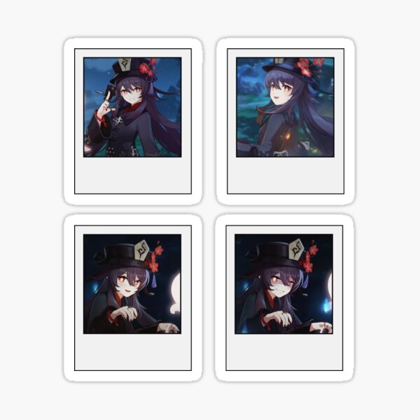 "4-pack hu tao story teaser polaroid " Sticker by s4kuma | Redbubble